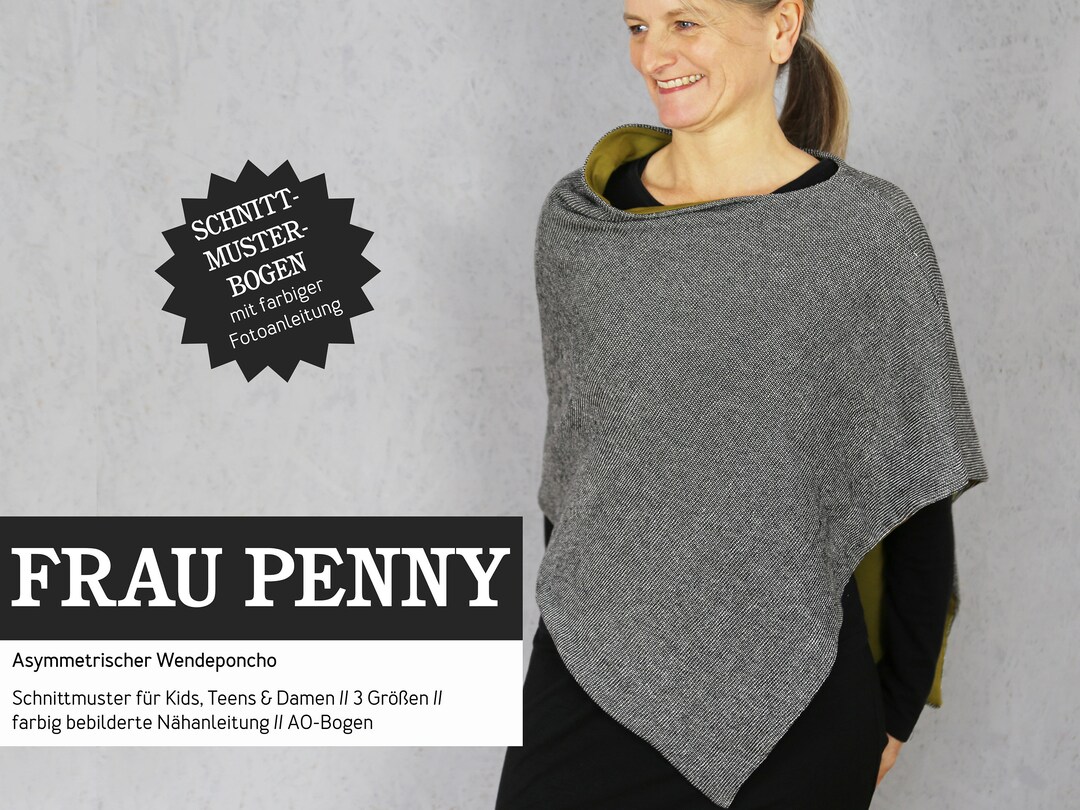 Reversible Poncho FRAU PENNY Paper Cut - Etsy