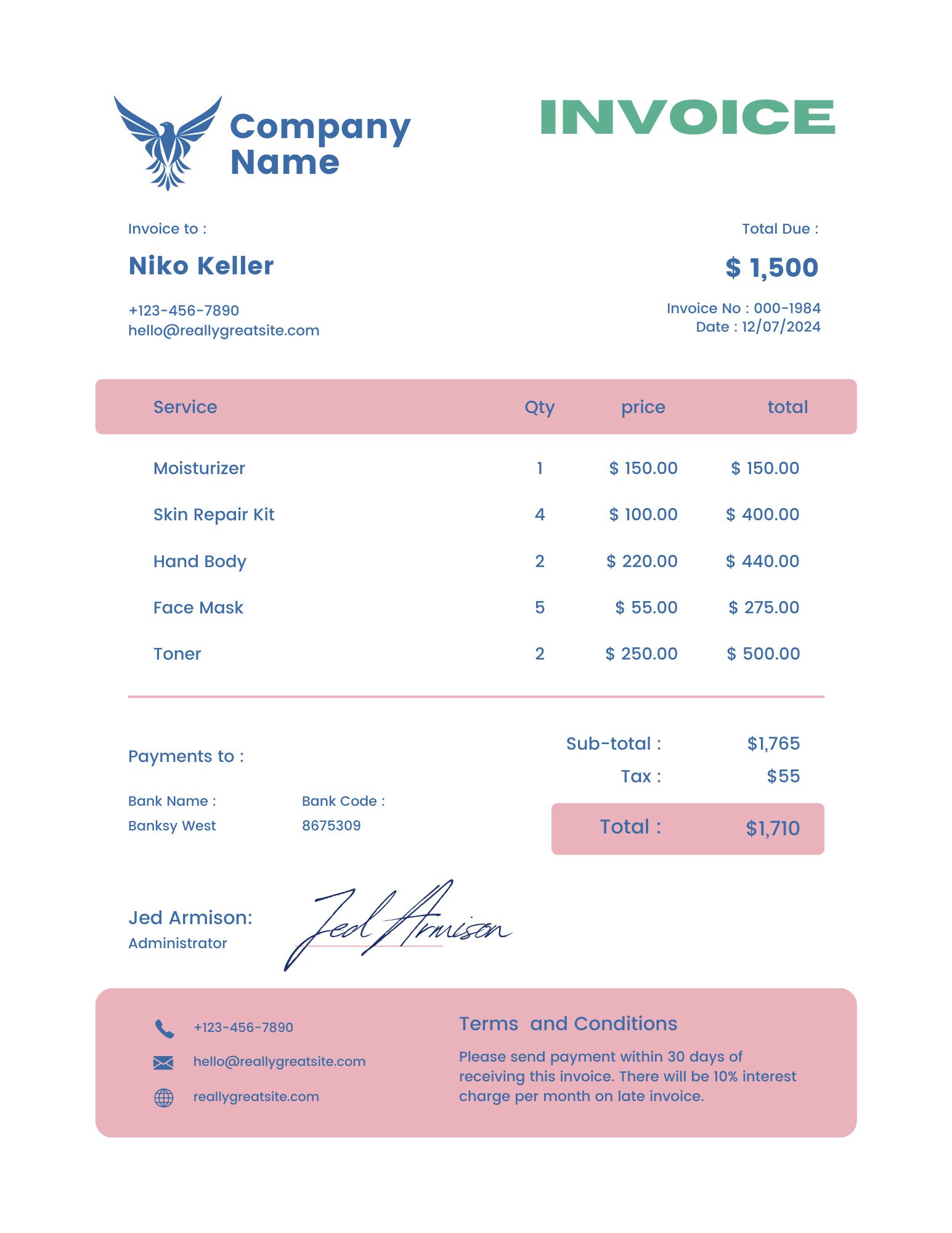 Chromacraft: 20-pack Fully Editable Canva Invoices for Your Unique ...