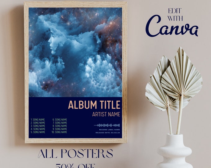 Album Cover Poster Canva Template - Customizable Digital Music Poster ...