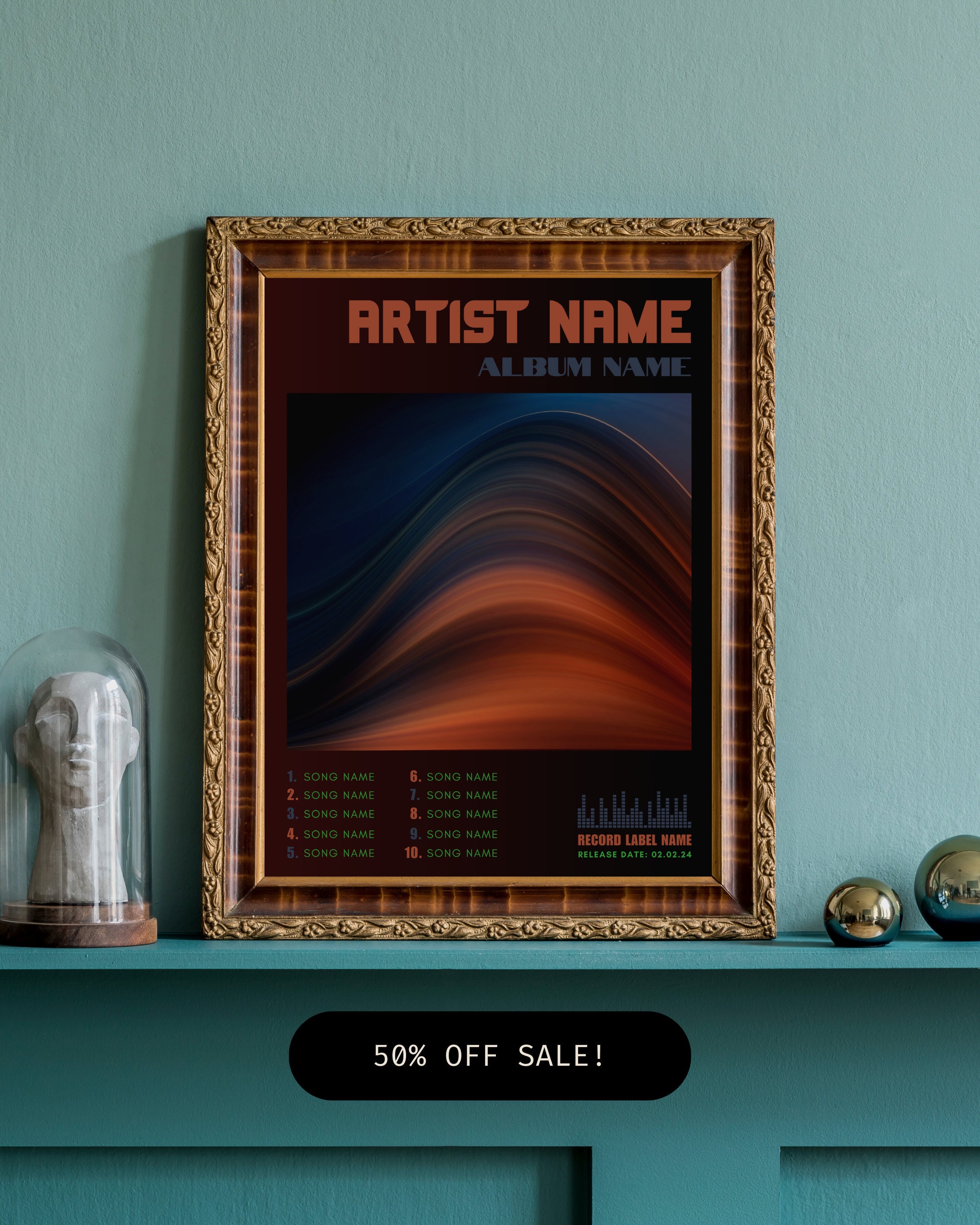 Personalized Ambient Album Art Print, Custom Cover and Editable Music ...