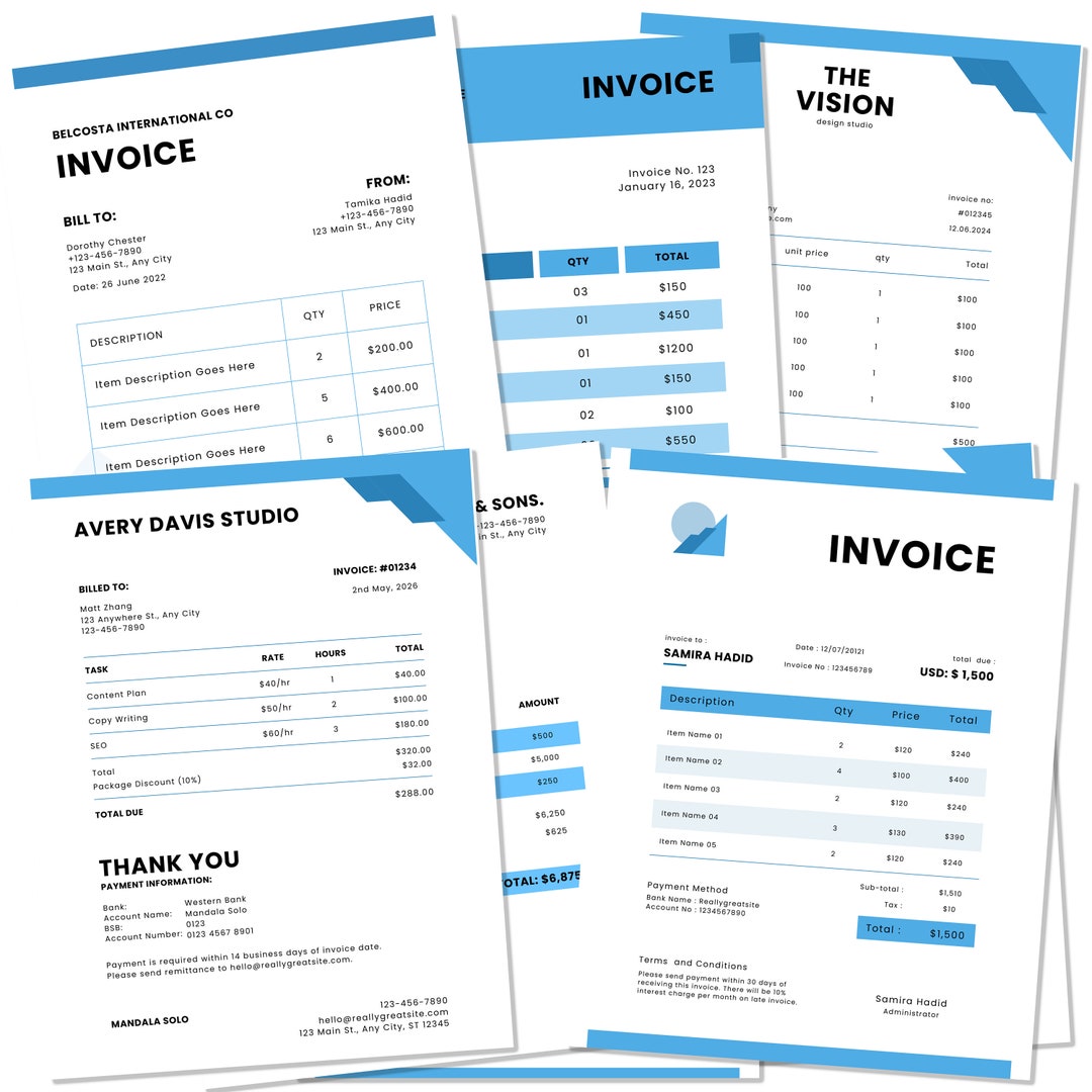 Canva Invoice Templates: Themed Business Forms, 10-pack (digital ...