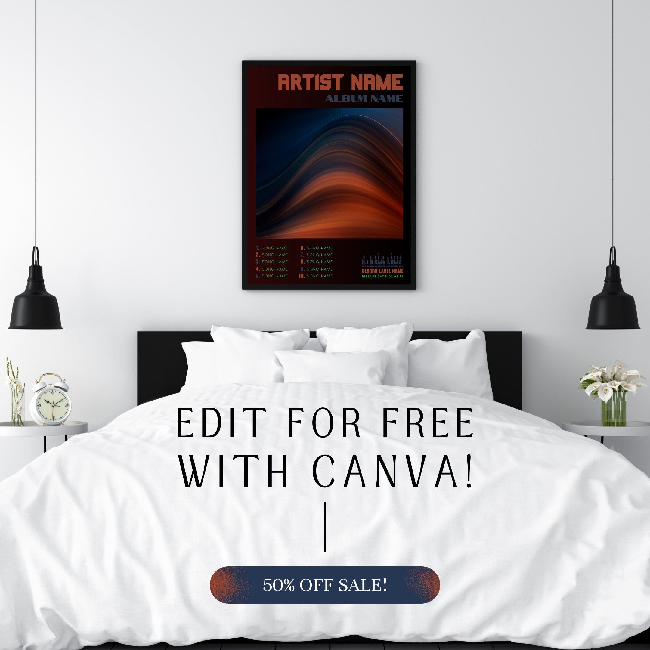 Personalized Ambient Album Art Print, Custom Cover and Editable Music ...