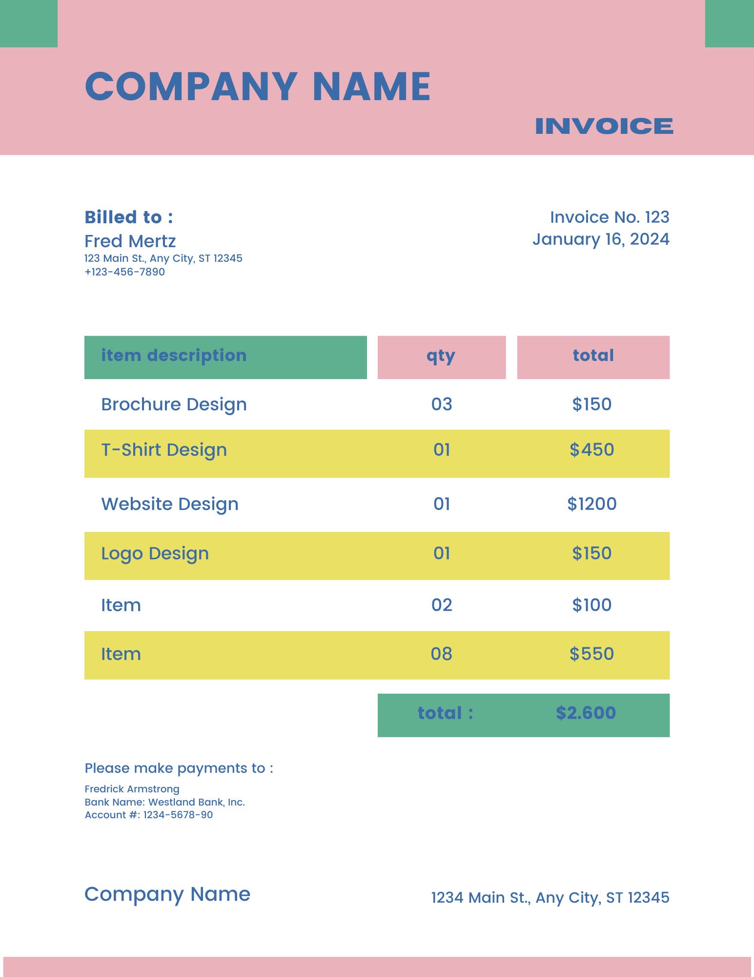 Chromacraft: 20-pack Fully Editable Canva Invoices for Your Unique ...