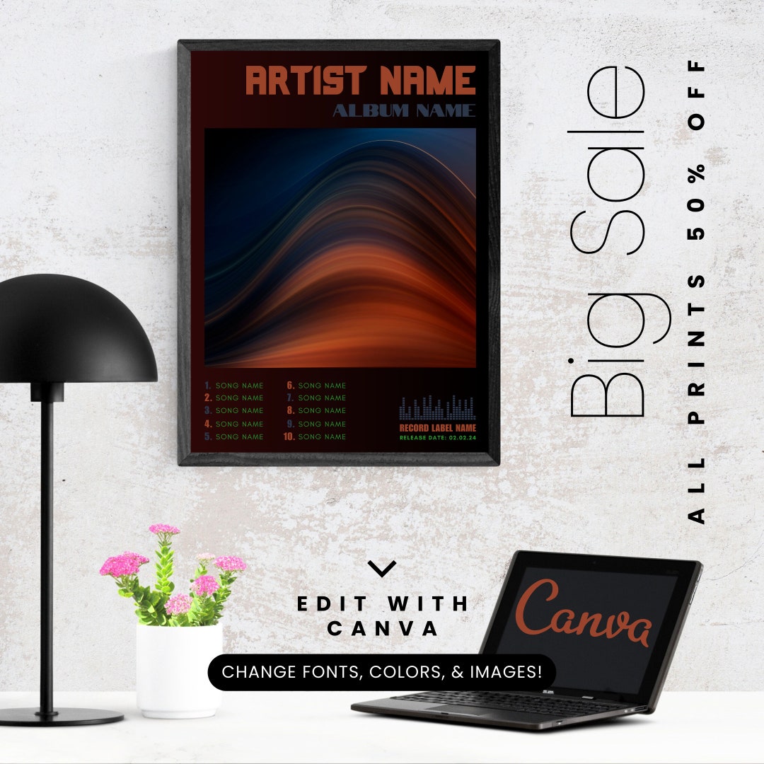 Personalized Ambient Album Art Print, Custom Cover and Editable Music ...