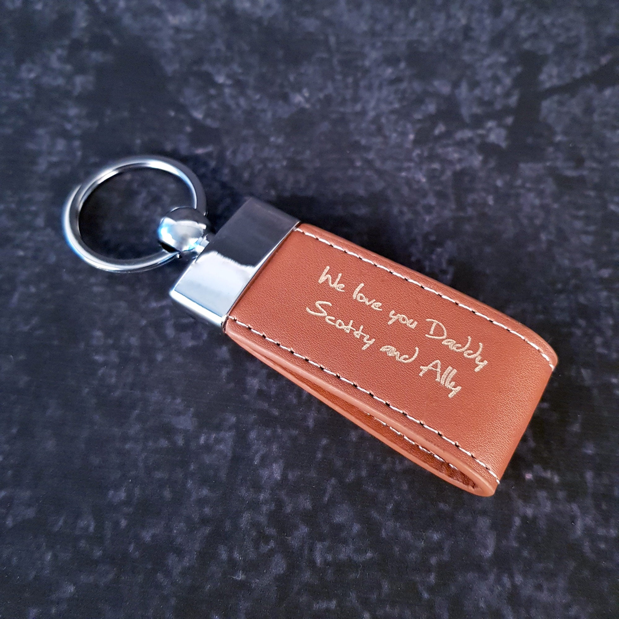 Personalised Full-grain Leather Keychain Keyring Add a Name - Etsy