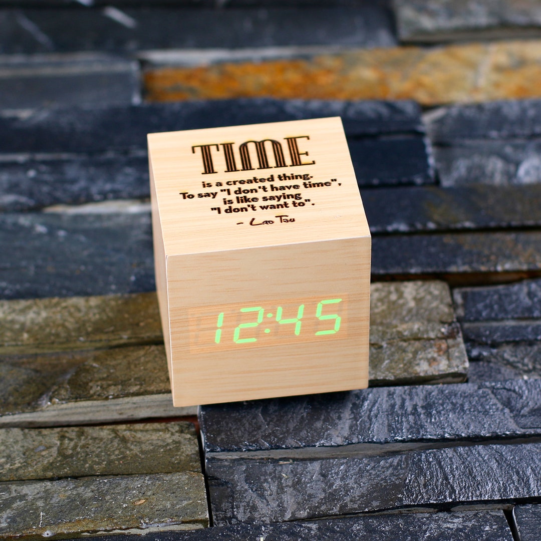 Time Will Tell Personalised Cube Digital Wooden Alarm Clock - Etsy UK