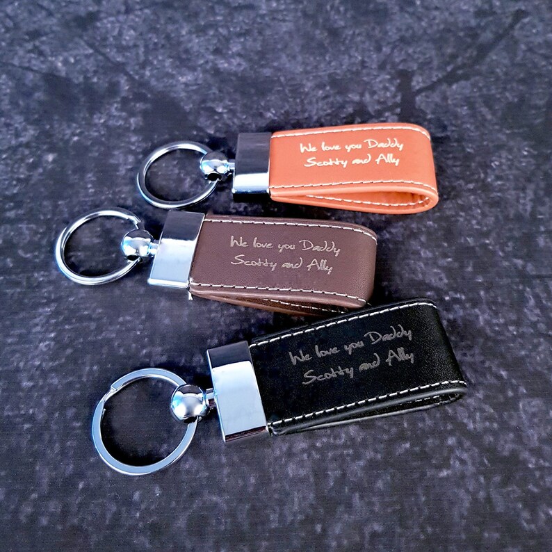 Personalised Full-grain Leather Keychain Keyring Add a Name - Etsy