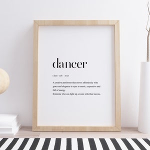 Dancer Definition Printable Wall Art, Dance School Art, Dancing Print ...