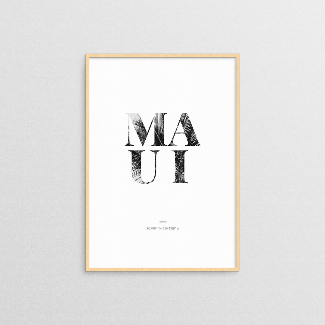 Maui Poster Print - Maui Hawaii Art Print, Maui Island, Minimalist ...