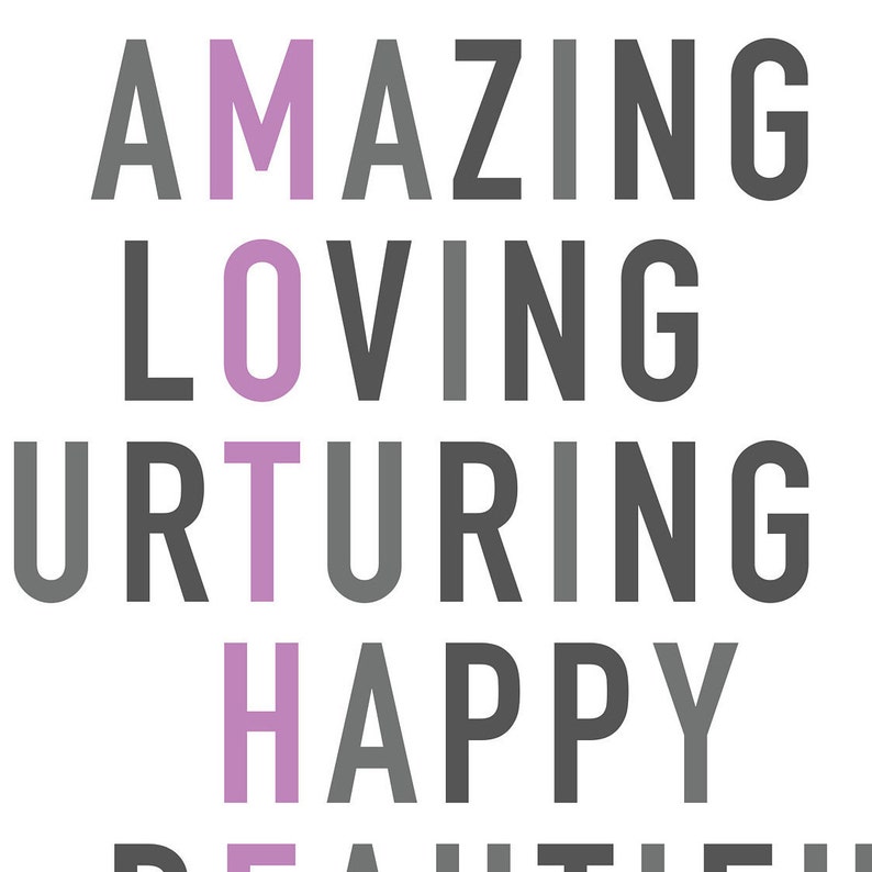 Mother Acrostic Poem Print , Mother Acronym Sign, Mother Quote ...