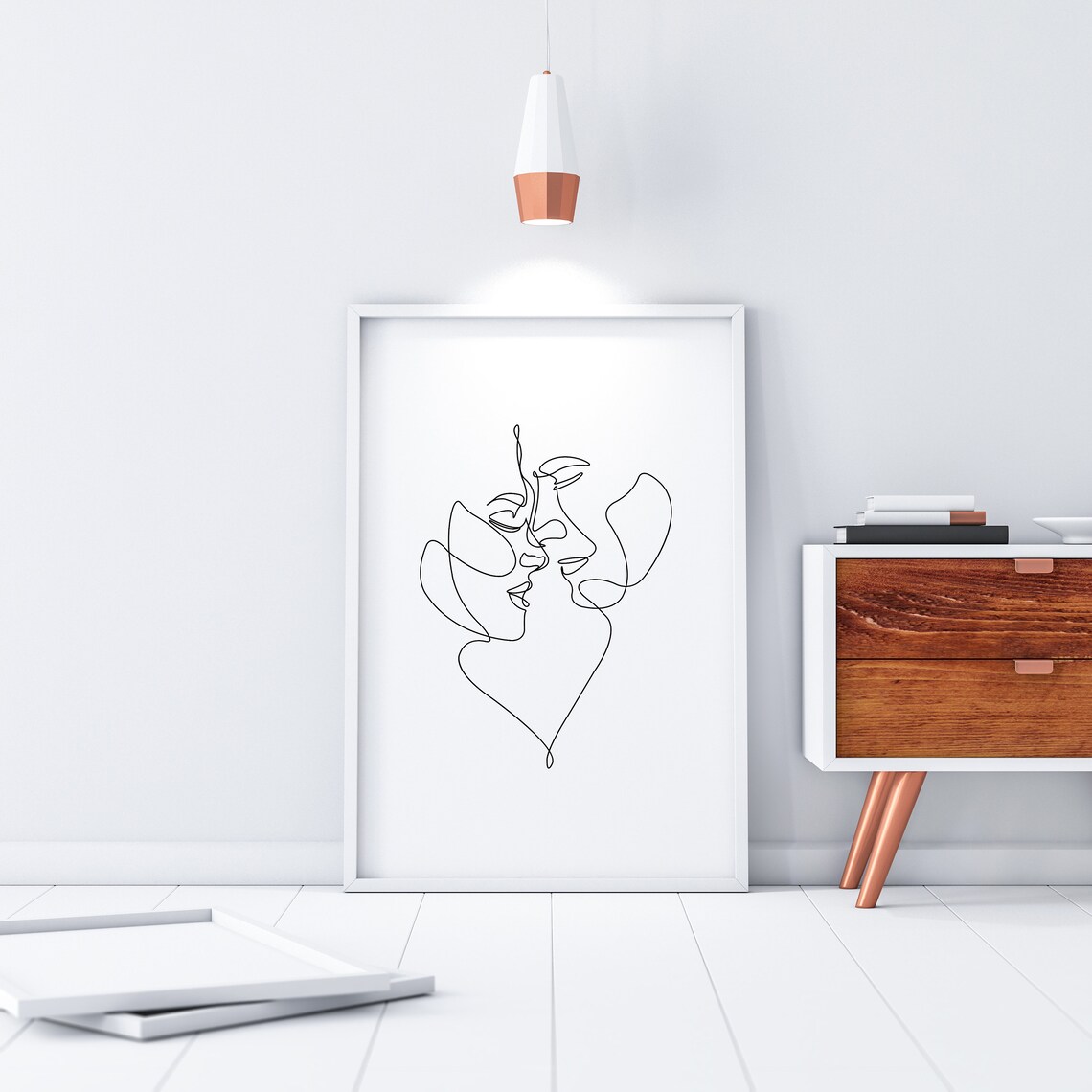 Love Art One Line Art, Sweet Couple Printable, Faces Sketch, Minimal ...