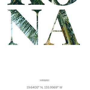 Kona Poster Print - Kona Hawaii Art Print in Color, Kona Island, Hawaii ...