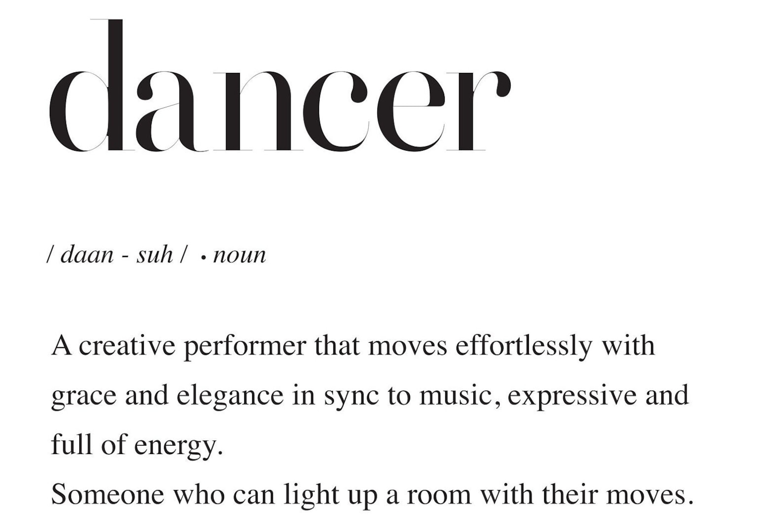 Dancer Definition Printable Wall Art, Dance School Art, Dancing Print ...