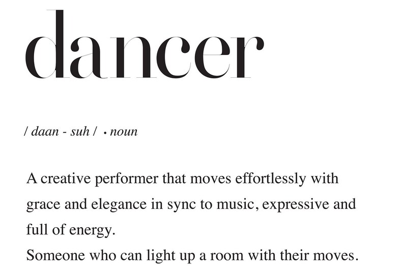Dancer Definition Printable Wall Art, Dance School Art, Dancing Print ...