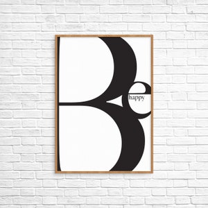 Be Happy Print, Printable Poster, Typography Print, Printable Quote ...