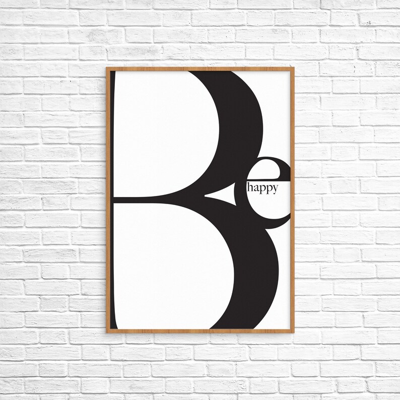 Be Happy Print Printable Poster Typography Print Printable - Etsy