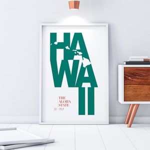 Hawaii Map Print, the Aloha Sate Print, Hawaii Art, Hawaiian Islands ...