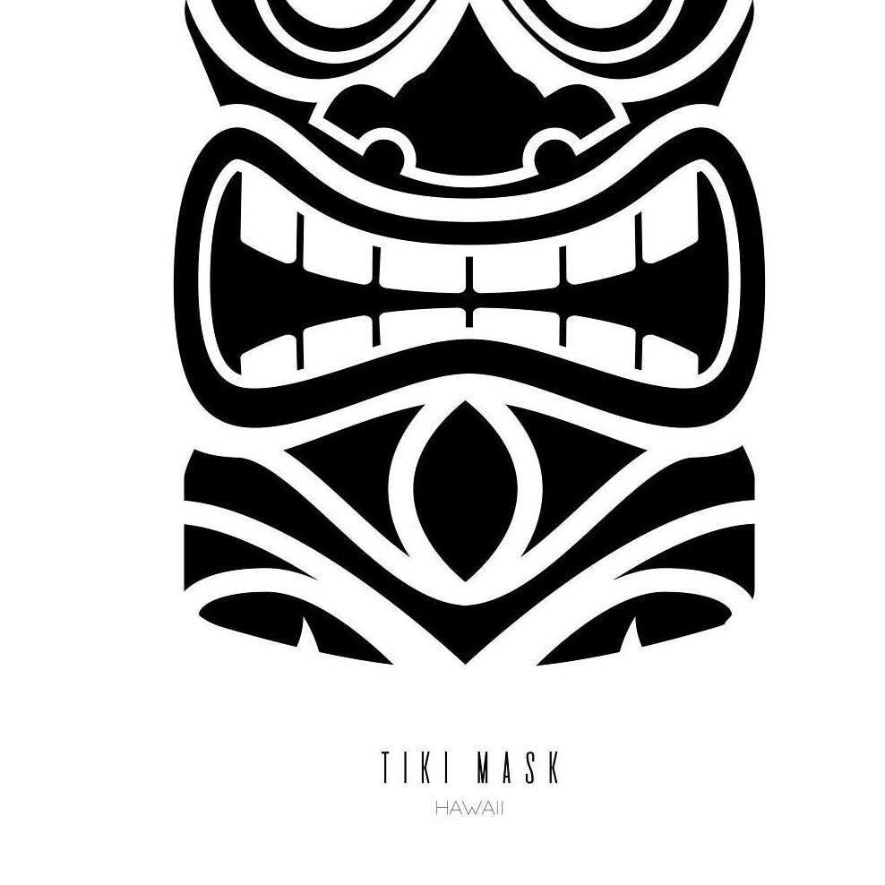 Hawaiian Tiki Mask Digital Printable, Hawaii Art Print, Hawaii Poster ...