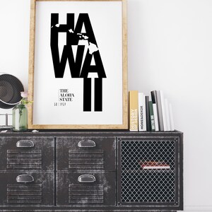 Hawaii Map Print, the Aloha Sate Print, Hawaii Art, Hawaiian Islands ...