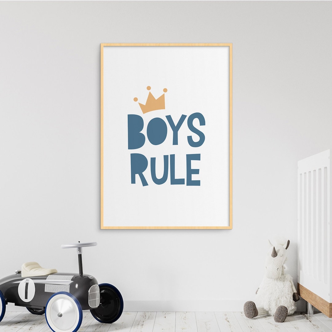 Boys Rule Wall Art Printable, Boys Room Nursery Printable, Boys ...