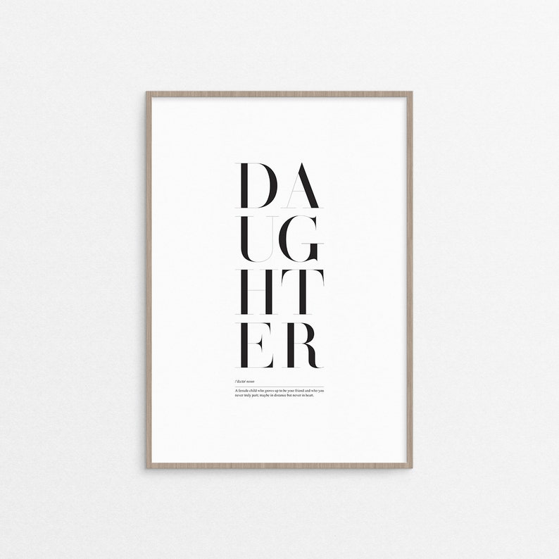 Daughter Definition Wall Print Wall Art One Word Meaning - Etsy