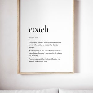 Coach Definition Printable Wall Art, Personal Trainer Gift, Coach Gift ...