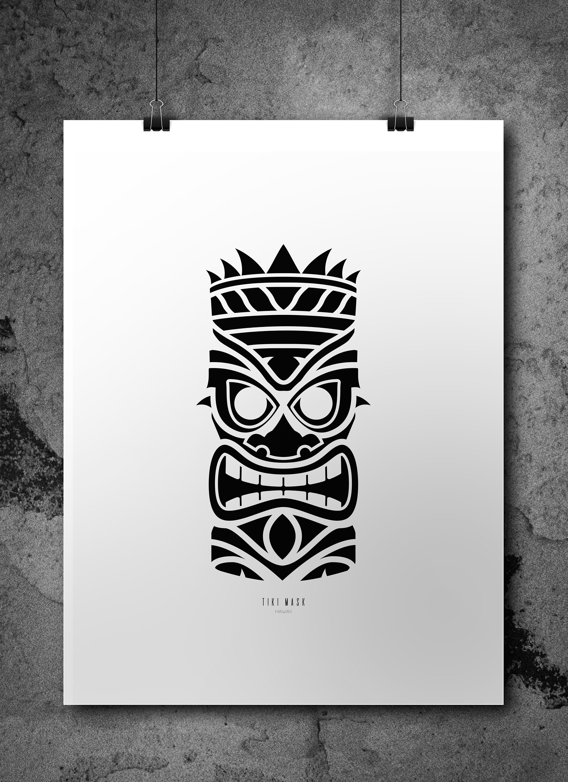Hawaiian Tiki Mask Digital Printable, Hawaii Art Print, Hawaii Poster ...