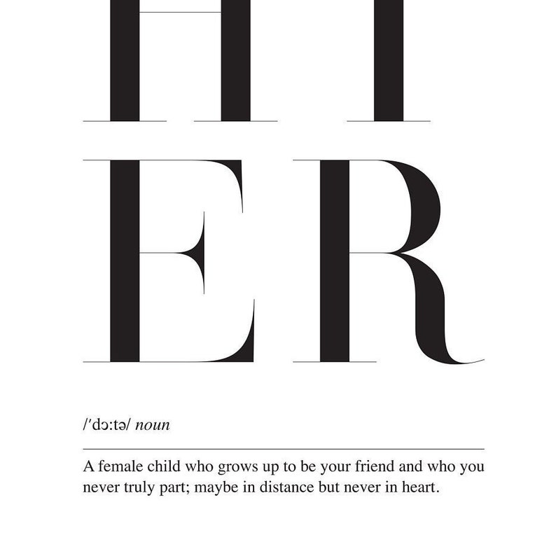 Daughter Definition Wall Print Wall Art One Word Meaning - Etsy