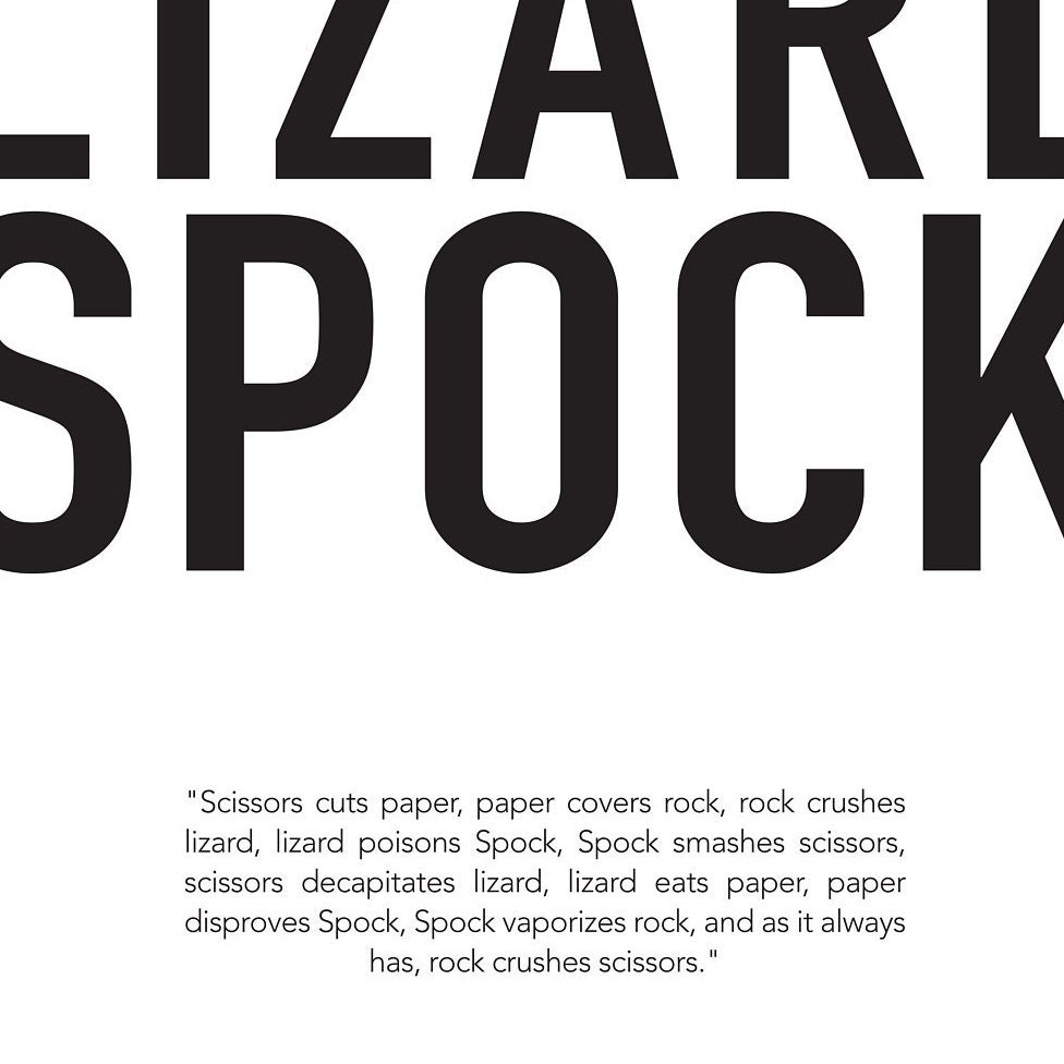 Rock Paper Scissors Lizard Spock Print, Big Bang Print, Nerdy Gift ...
