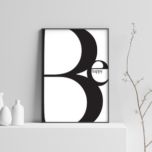 Be Happy Print, Printable Poster, Typography Print, Printable Quote ...