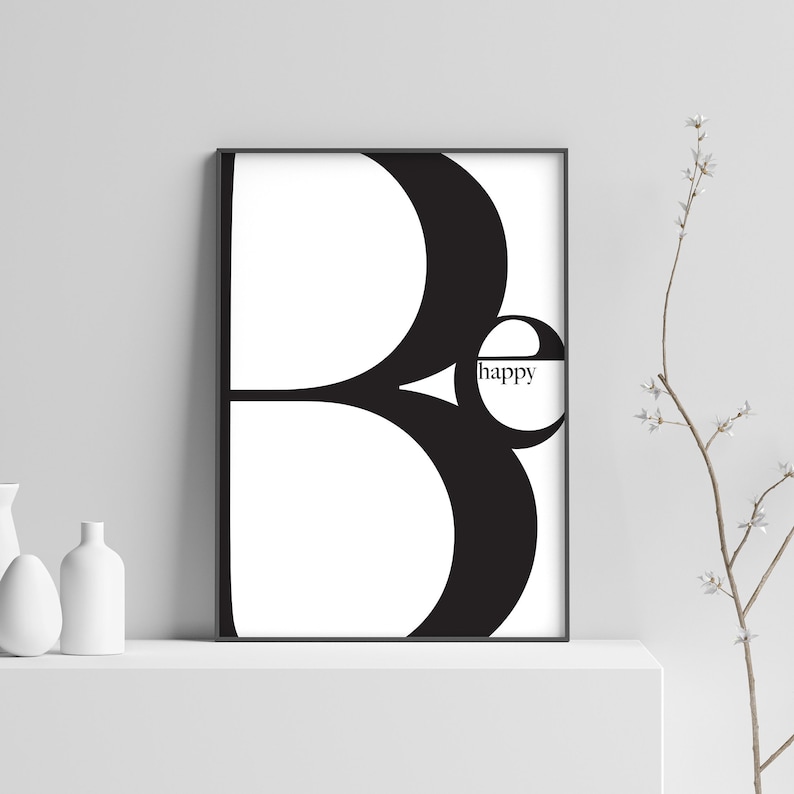 Be Happy Print Printable Poster Typography Print Printable - Etsy