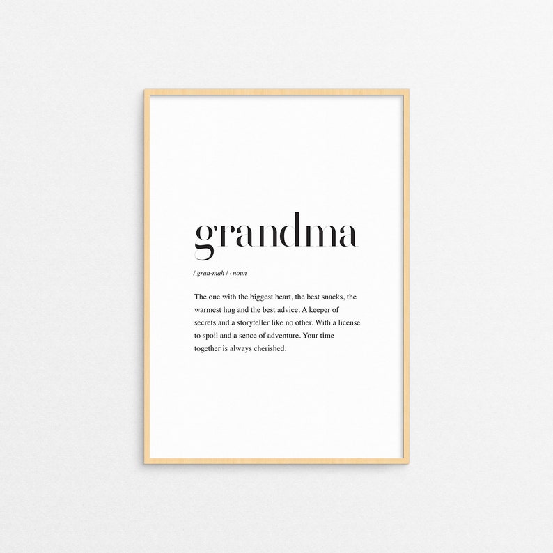 Grandma Print Definition Poster Wall Art, Gifts for Grandma ...