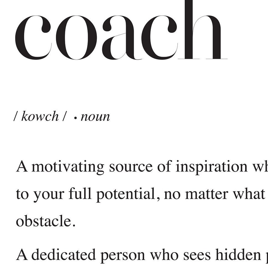 Coach Definition Printable Wall Art Personal Trainer Gift - Etsy UK