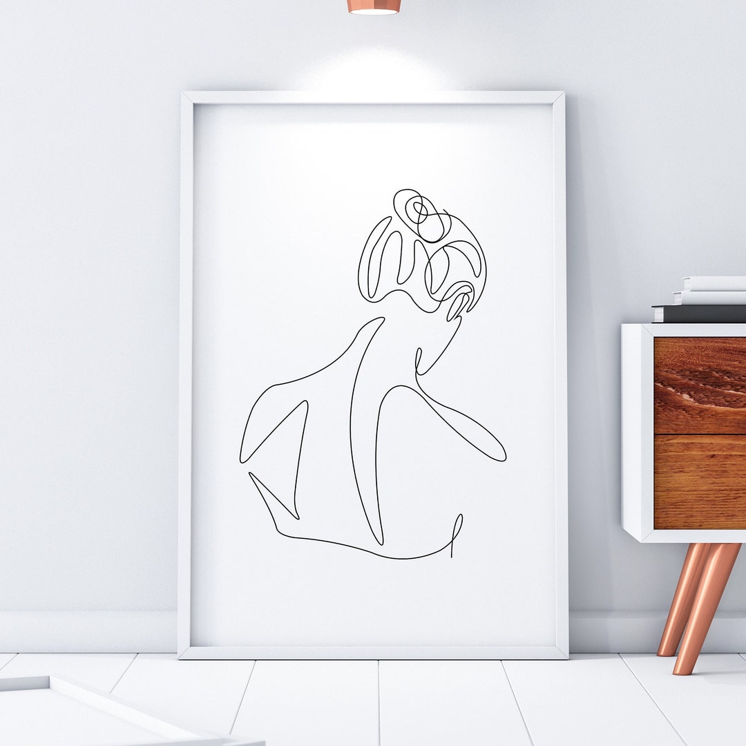 Woman Body Silhouette Line Art, One Line Body Sketch, Single Line ...