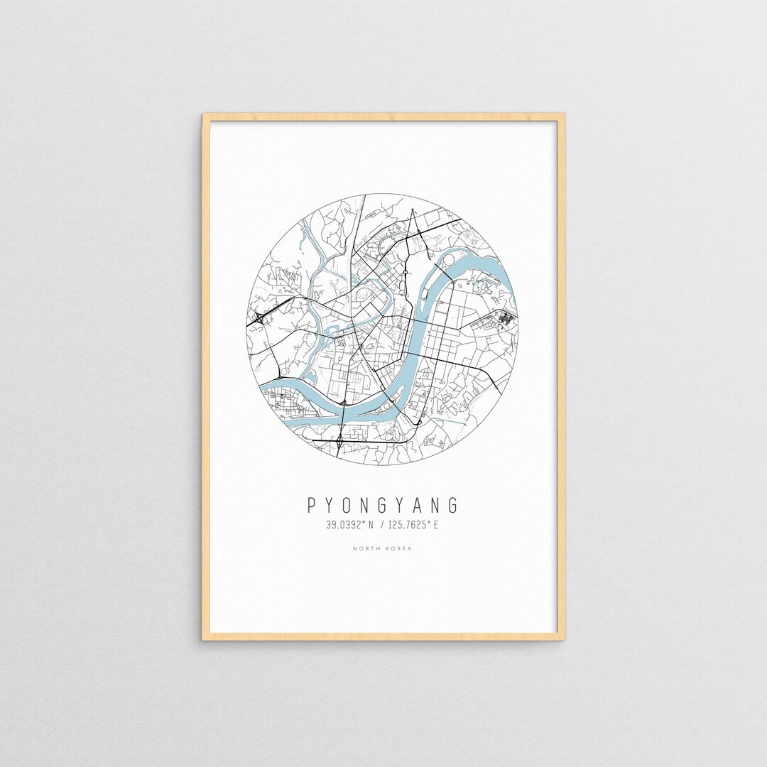 Pyongyang Map Print, North Korea Map Art Poster, City Street Road Map ...