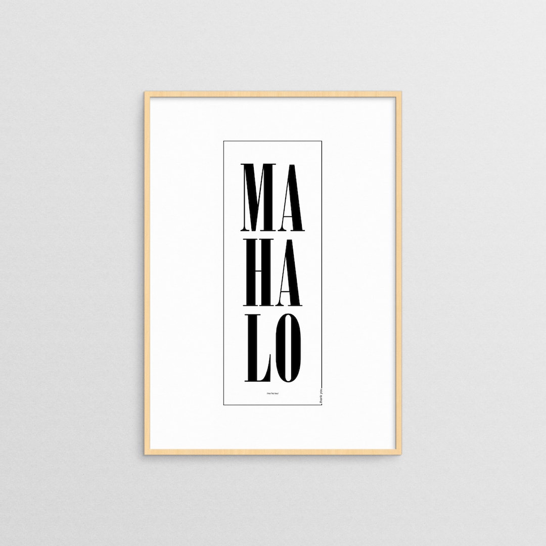 Mahalo Poster Print - Mahalo Hawaii Art Print, Mahalo, Minimalist ...