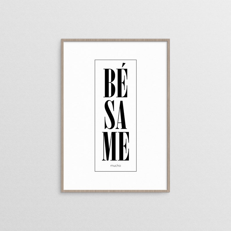 Besame Mucho Poster Print - Besame Art Print, Besame Mucho, Minimalist ...