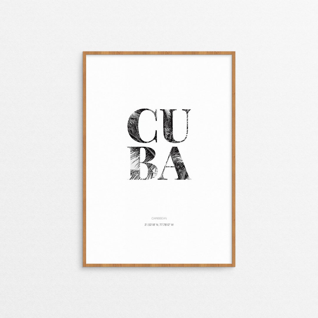 Cuba Poster Print - Cuba Art Print, Cuba Island, Minimalist Travel ...