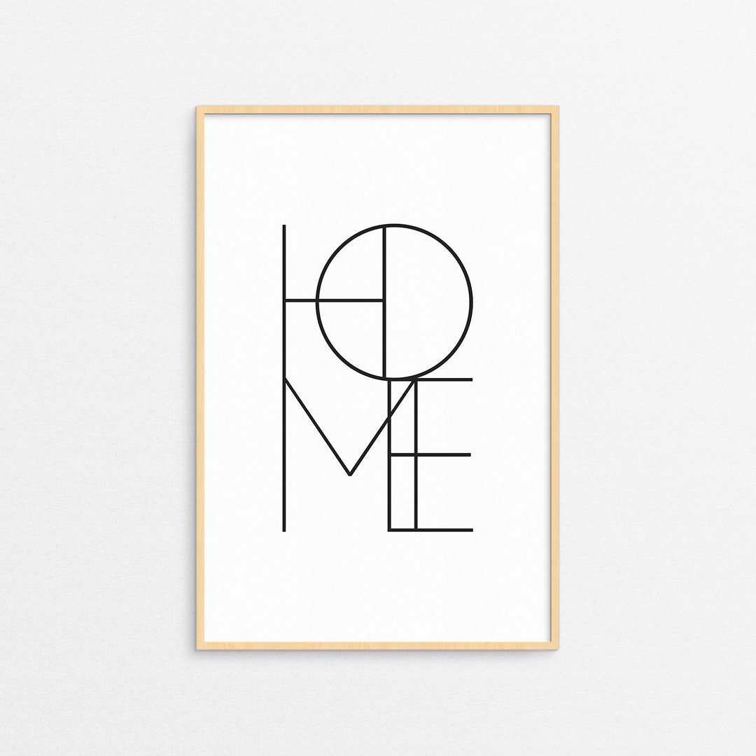 Home Geometric Typography Print, Home Word Printable, Home Typography ...