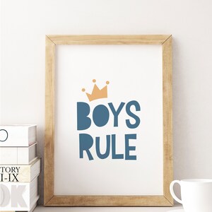 Boys Rule Wall Art Printable, Boys Room Nursery Printable, Boys ...