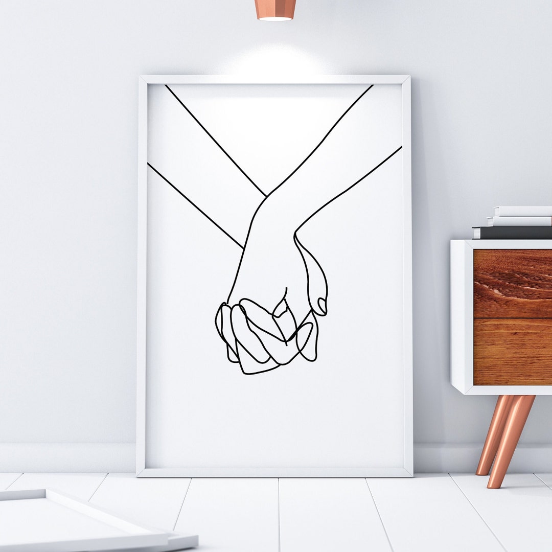 Holding Hands Line Art Printable, Holding Each Other Design, Holding ...
