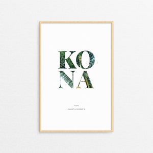Kona Poster Print - Kona Hawaii Art Print in Color, Kona Island, Hawaii ...