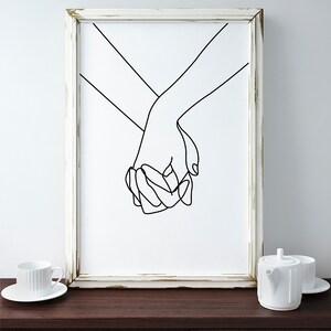 Holding Hands Line Art Printable, Holding Each Other Design, Holding ...