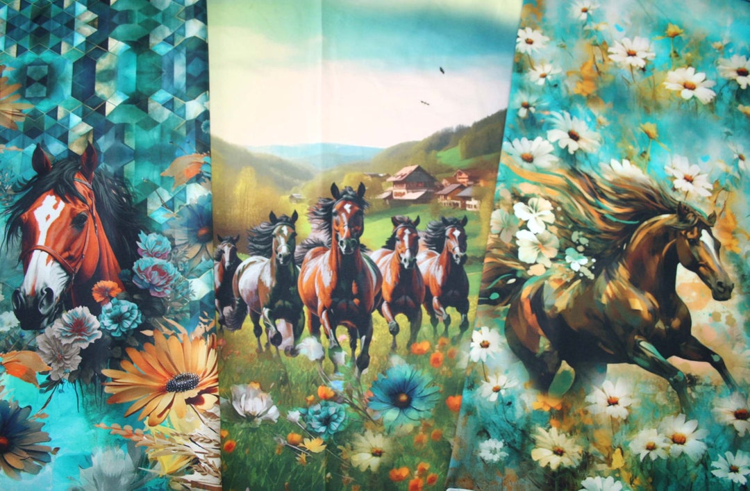 Stenzo Jersey Stoff Panel Pferde Pferd 0,70m - Etsy.de