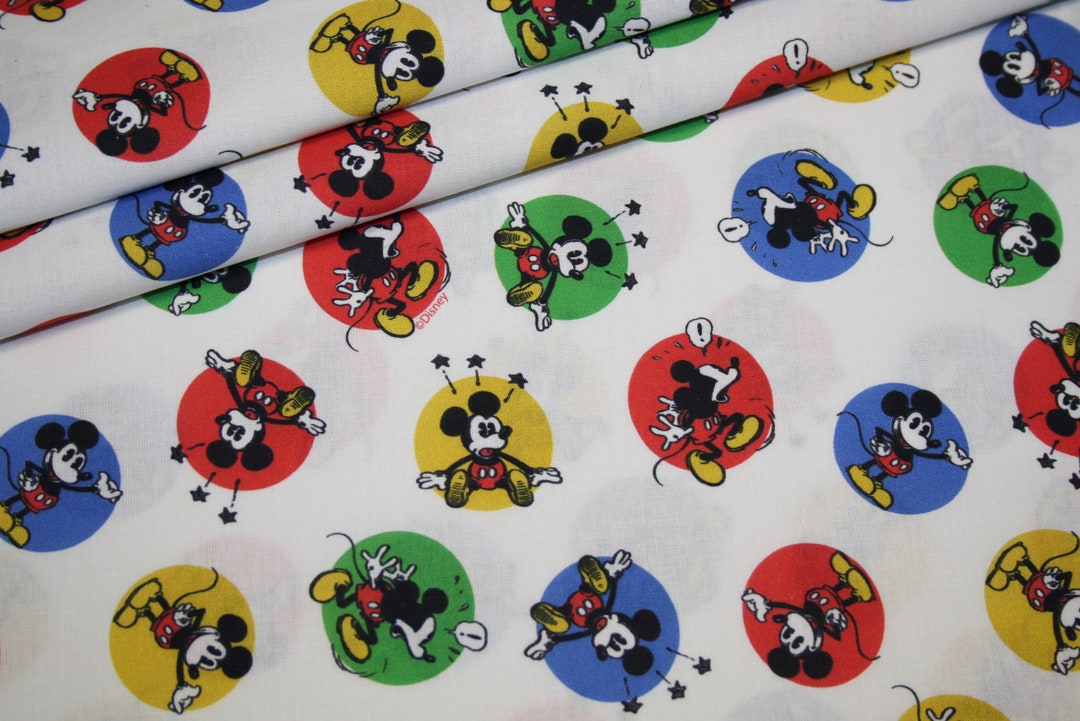Walt Disney Cotton Fabric Mickey Mouse - Etsy