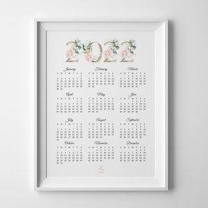 2022 PRINTABLE Calendar 2021, Wall Calendar, Printable PDF, 2022 Year ...