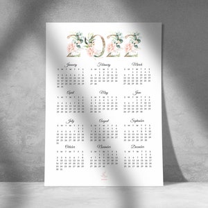 2022 PRINTABLE Calendar 2021, Wall Calendar, Printable PDF, 2022 Year ...