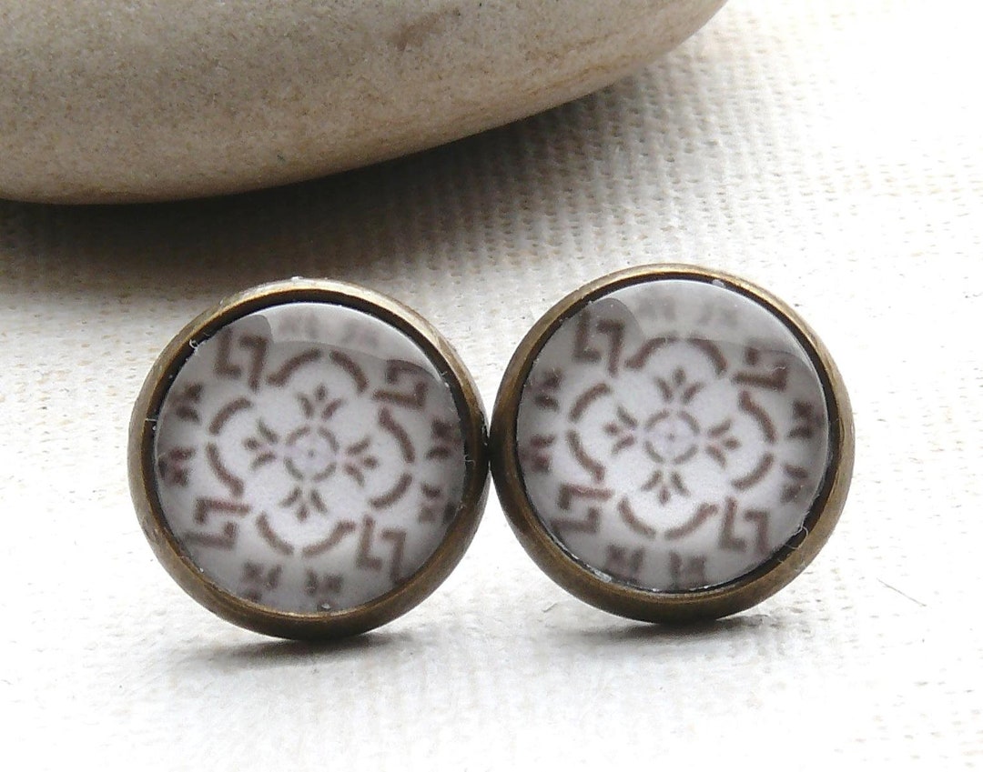 Studs yesterday Retro Tile Vintage Style Brown - Etsy