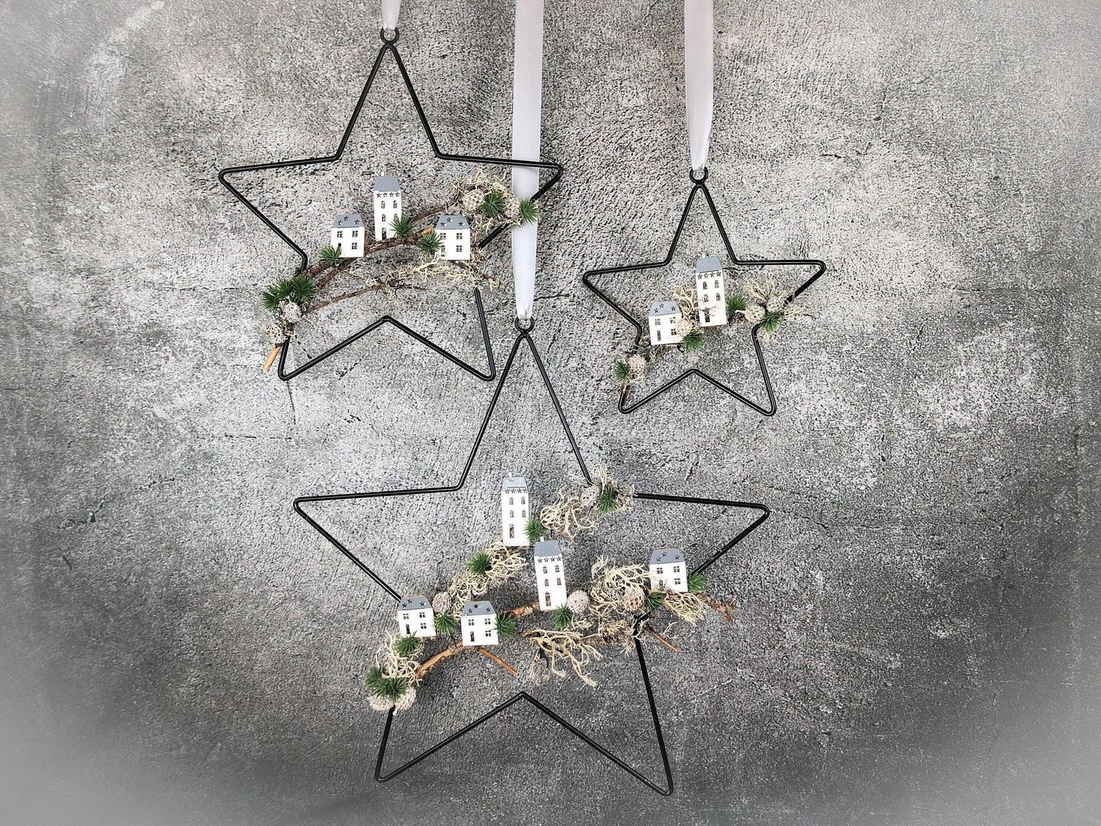 Star Window Decoration Houses House Door Wreath Advent Modern Ring ...