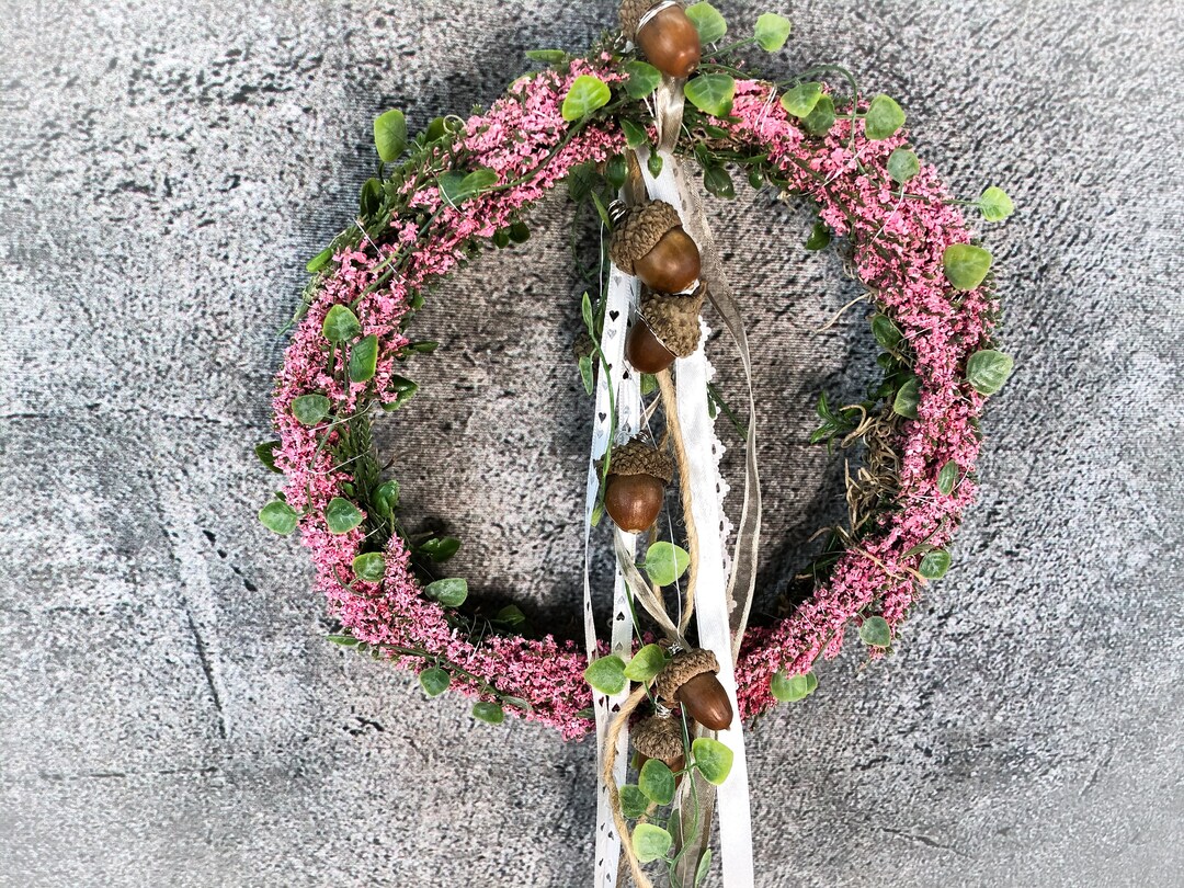 Door Wreath Heath Erika Heart Acorns Acorn Autumn Autumn Door ...
